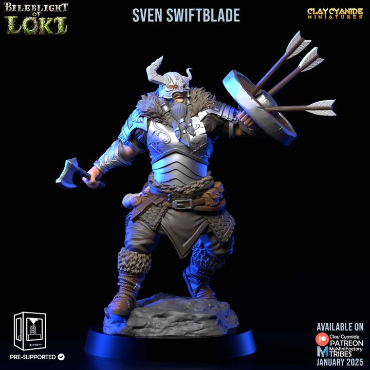 3D Printable Sven Swiftblade by Clay Cyanide Miniatures